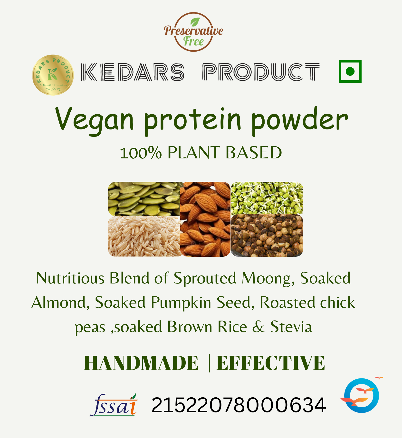 KEDARS PRODUCT 100 %VEGAN PROTEIN POWDER 500 GRAM – KEDARS PRODUCT